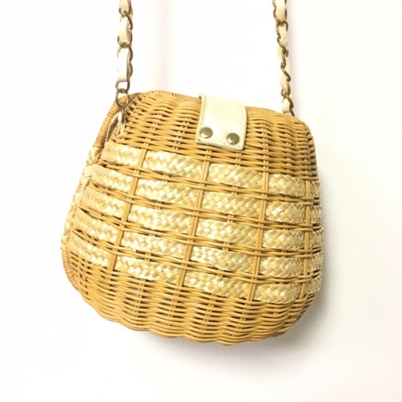 Bags | Rattan Braided Basketweave Crossbody Purse | Poshmark